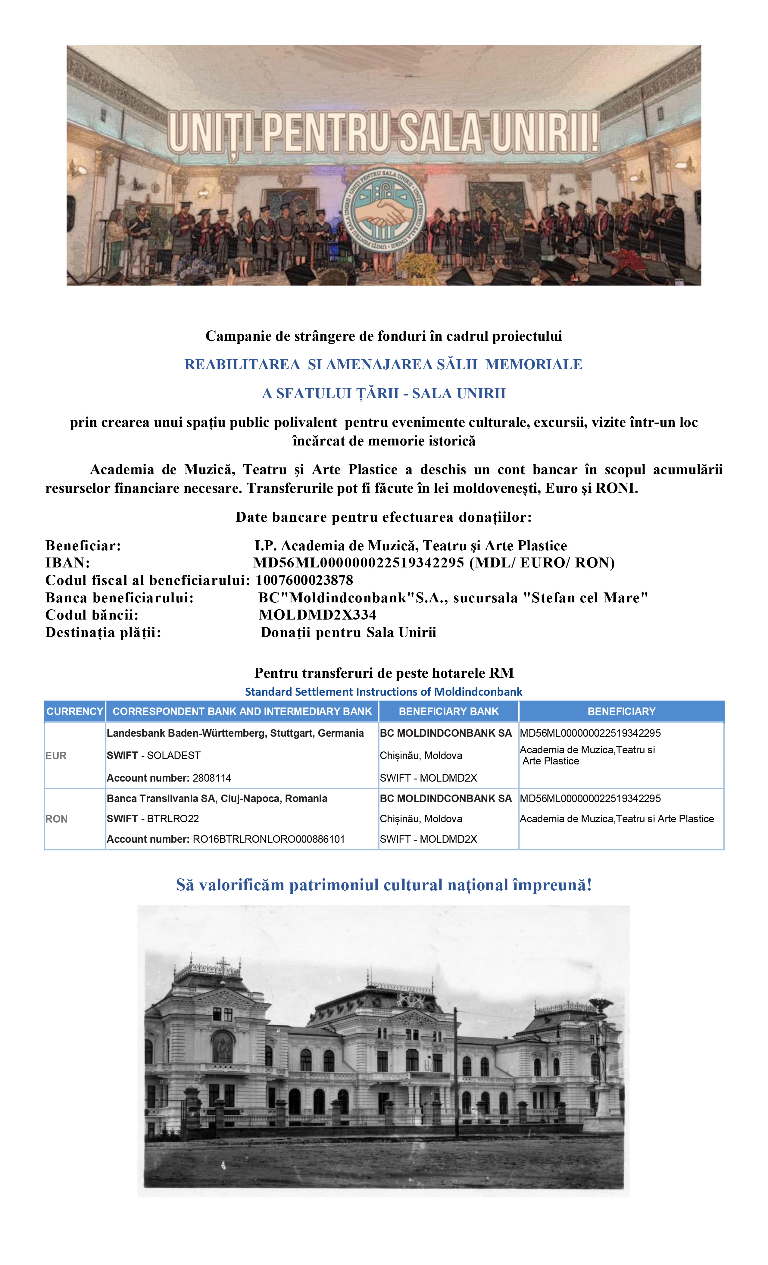 Campanie de strângere de fonduri în cadrul proiectului „Reabilitarea și ...